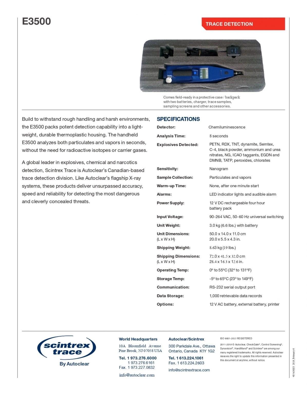 E3500 Trace Detector – MUBKAR CCTV